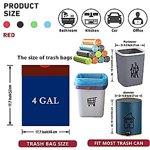 DDSColour 4 Gallon Small Trash Bags Drawstring,for Kitchen Bathroom Yard Office Car Unscented Plastic Blue Trash bags, Fit 10-13 Liter Trong Small Drawstring Trash Bags Can Bin Liners 75 Count