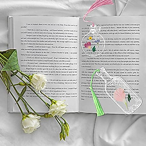 120 Pieces Mixed Size Transparent Dried Flower Bookmarks Kit Cute Bottle Shaped Flower Bookmark Maker Handmade DIY Transparent Floral Page Clear Floral Bookmark Point Tweezer Hole Punch