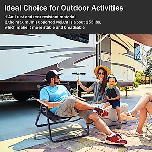 Lallisa 2 Pack Folding Camping Chairs, Portable Lightweight Low Lawn Chair with Thicken 600D Oxford Beach Camp Park Chairs Supports 253lbs Carbon Steel Armchairs for Hiking Fishing Picnic Concerts