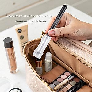 ENERGY Concealer Brush Under Eye Mini Angled Flat Top Kabuki Nose Contour Brush for Concealing Blending Setting Buffing with Powder Liquid Cream Cosmetic Pro Small Makeup Foundation brushes 270