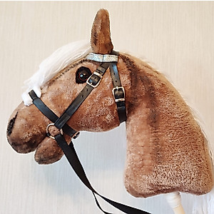 Brown Hobby horse on a stick with bridle Handmade stick horse for children