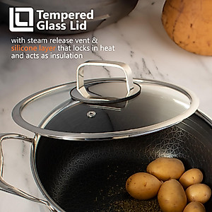 LIVWELL DiamondClad 3 Quarts Nonstick Hybrid Saucepan with Lid - Kitchen Gift - Nonstick Stainless Steel Saucepan - Hybrid Cookware Set - Heavy Stainless Steel Pot - Dishwasher Safe - PFOA-free