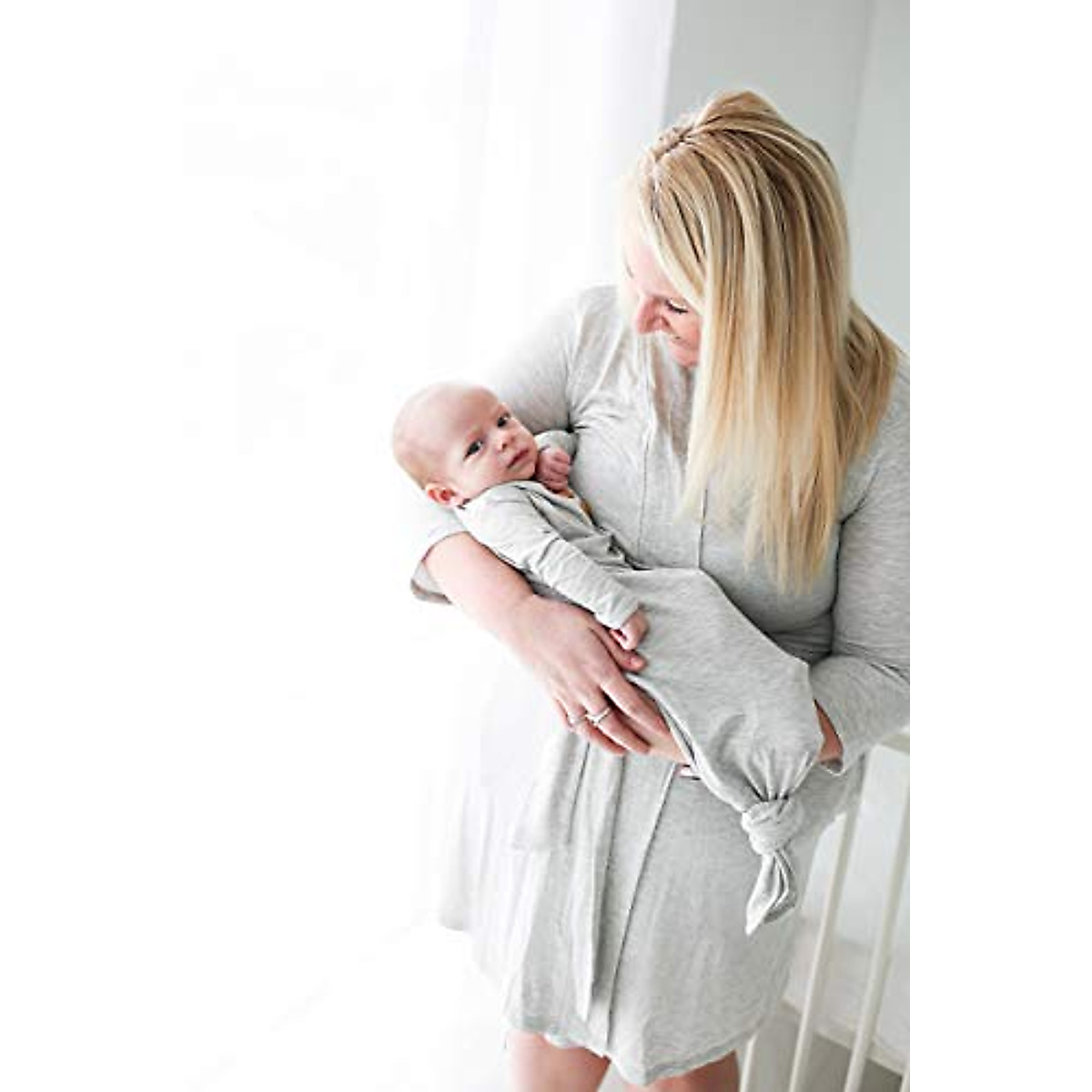 Posh Peanut Infant Gown - Unisex Soft Baby Clothes - Viscose from Bamboo Infant Layette Swaddle Wear- 0-3 Months (Athletic Heather)