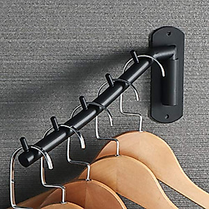 Alise Garment Rack Folding Clothes Hanger Rack Hook Stainless Steel Garment Hooks with Swing Arm Holder,Clothing and Closet Rod Storage Organizer for Bedrooms Wardrobe Cloakroom,Black