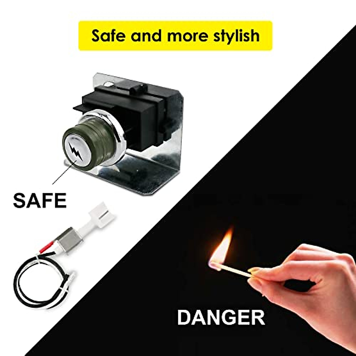 GRISUN 67847 Igniter Kit Replacement for Weber Genesis 300 Series Grills with Side-Control (2008-2010) - E310 E320 EP310 EP320 S310 S320 CEP-310 CEP-320, 1819-51 Igniter with Ceramic Collector Box