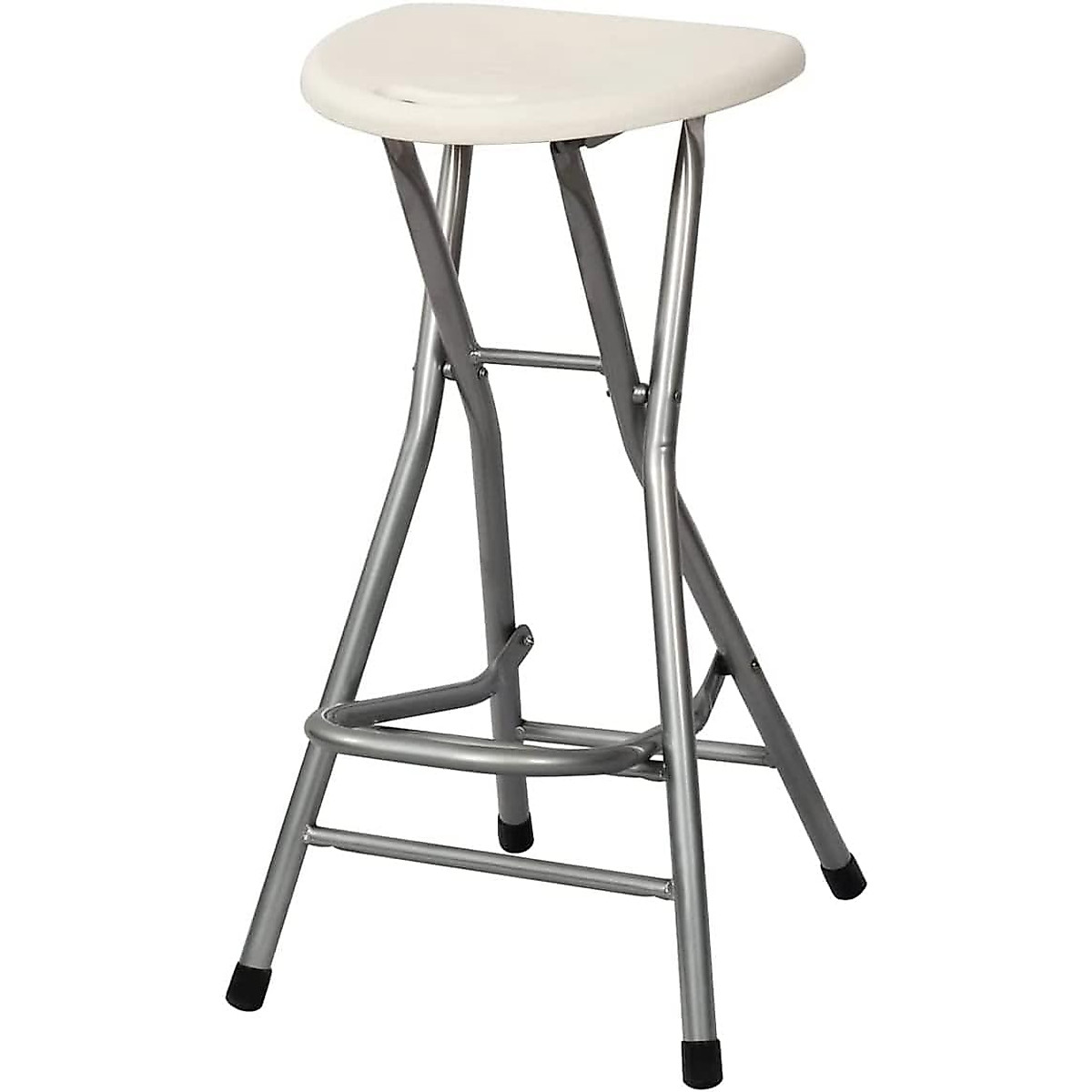Folding Stools for Adults Portable, 28 inch Collapsible Stool Heavy Duty, Indoor Tall Bar stools with Handle, Plastic Counter Barstool Chair for Kitchen Outdoor Travel-White H72xW31cm(28x12inch)