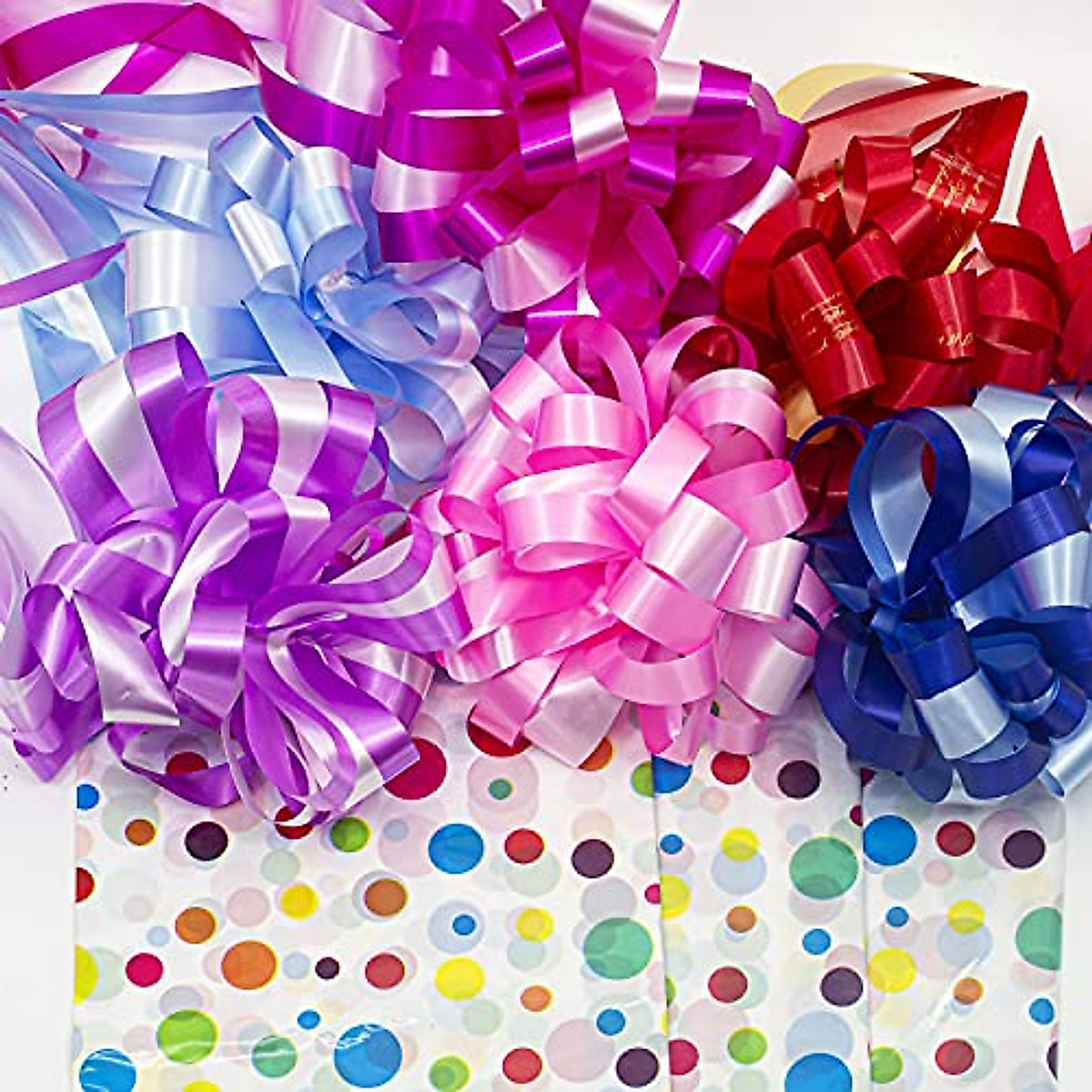 WISHOPE 6 Pieces 48" Jumbo Plastic Gift Wrapping Bags Extra Large Gift Sack Giant Goody Bags XL Present Bags for Baby Shower New Parents Birthday Wedding Christmas with 6 Pieces Pull Bows