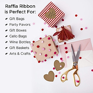 BonBon Paper Gold Ribbon | Gold Raffia Ribbon for Gift Wrapping, Gift Bags and DIY Arts and Crafts | Premium Wrapping Paper Accessories | 100 Yard Spool