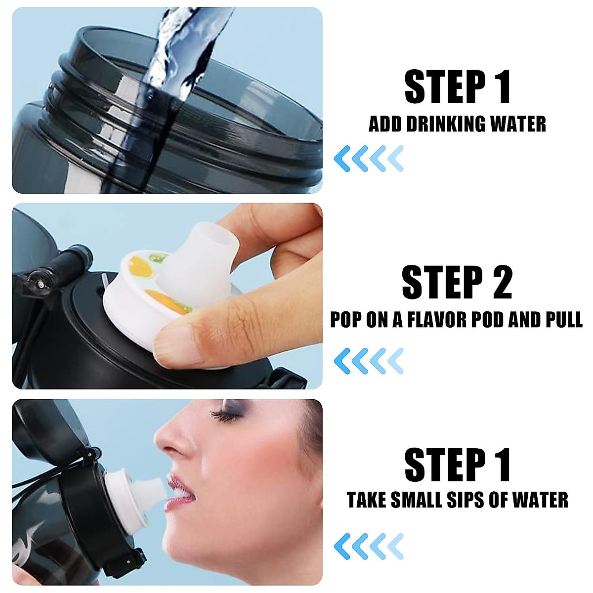 MANMANTAO 7Pcs Water Bottle with Flavor Pods, Fruit Fragrance Pods Water Bottle, Scent Water Cup, Sports Water Cup Suitable for Gym and Outdoor Gift