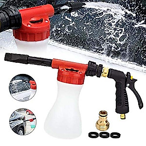 One Piece of Car Wash Foam Gun Water Gun Spray Garden Washing Machine Hose Wand Nozzle Sprayer Watering Spray Sprinkler Cleaning Tool Size 13.5 cm X 13.5 cm X 23 cm (Color : RED)