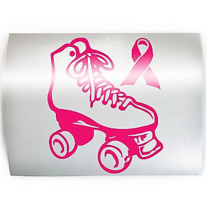 BREAST CANCER Roller Skater - Survivor Pink Ribbon Skating Girl Skate Team Vinyl Decal Sticker C