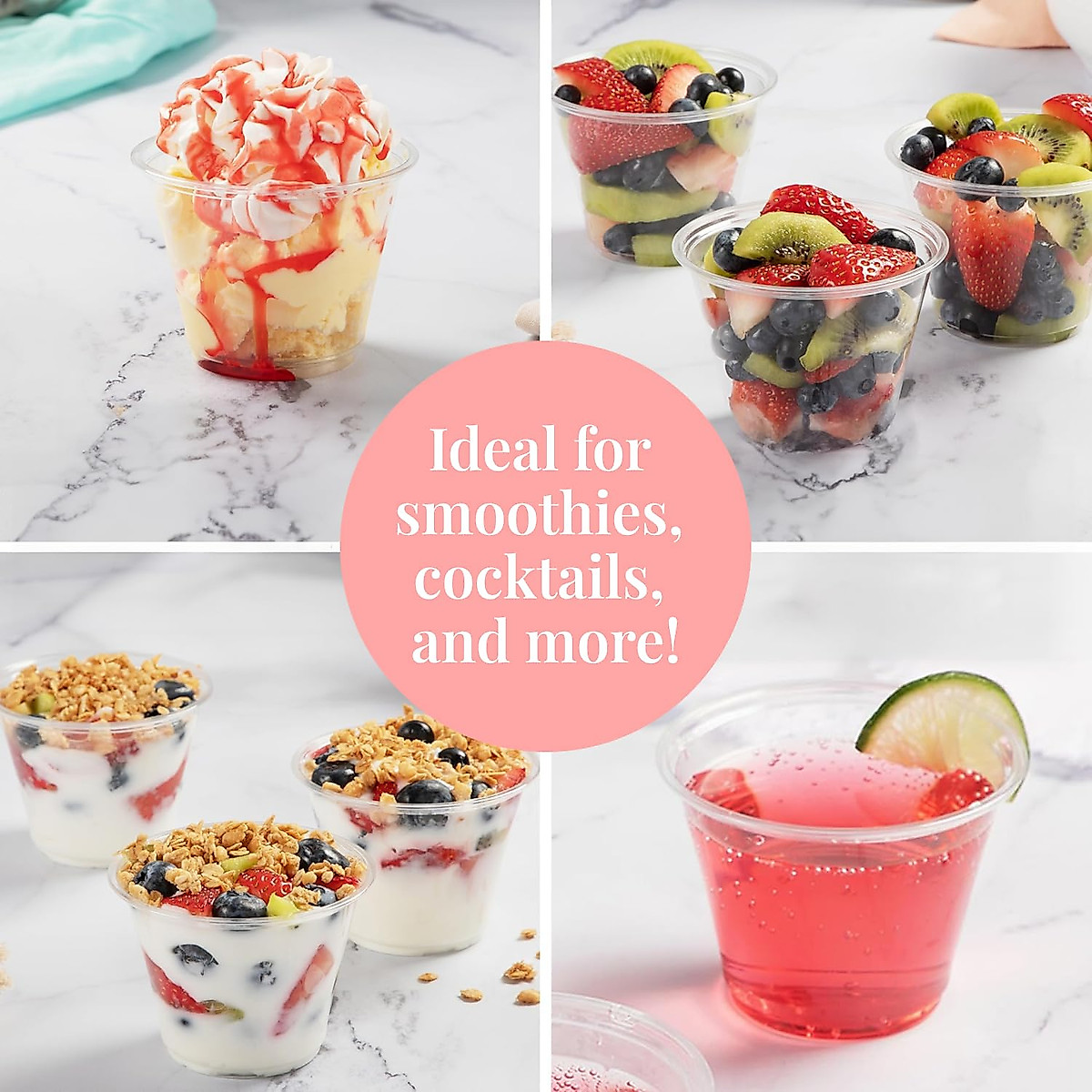 250 Clear Plastic Cups | 9 oz Plastic Cups | Clear Disposable Cups | PET Clear Cups | Plastic Water Cup | Plastic Wine Glasses | Clear Plastic Party Cups | Bulk Plastic Tumblers