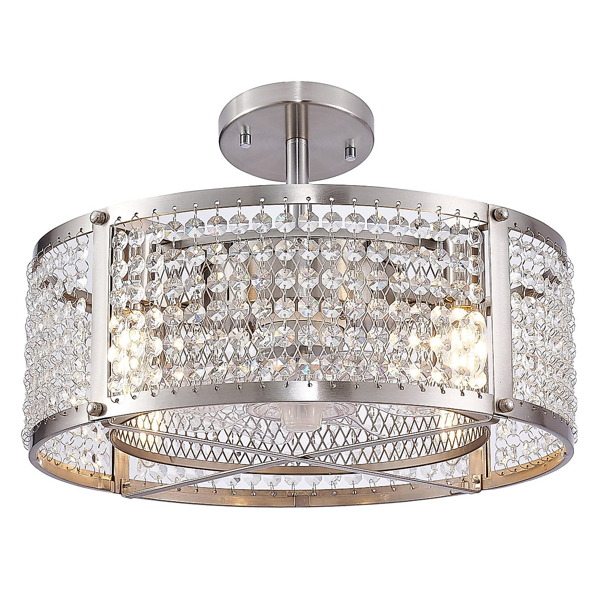 Zhizenl Caged Ceiling Fan with Lights, Indoor Enclosed 6 Speeds Reversible Ceiling Fans with Remote Control, Crystal Modern Industrial Ceiling Fan Lights for Living Room Bedroom Kitchen