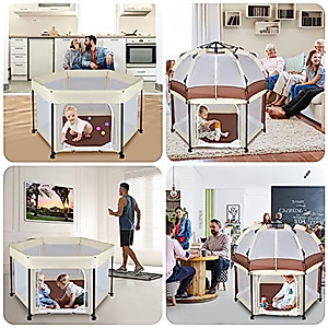 Bend River Portable Baby Playpen with Padded Floor, Toddler Beach Tent with Detachable Canopy, Play Yard for Indoor and Outdoor White