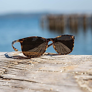 Flying Fisherman UNA Rectangular Polarized Sunglasses, Matte Tortoise Frames/Amber Lenses, Small