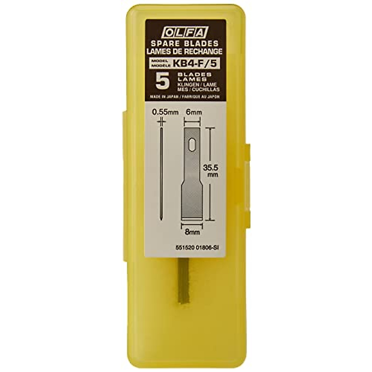 OLFA 8mm Chisel Art Knife Blade Set, 5 Blades (KB4-F/5) - Precision Hobby Craft Knife Replacement Chisel Blade Kit for Plastic, Wood, Film, Fits Most 8mm Art Knives