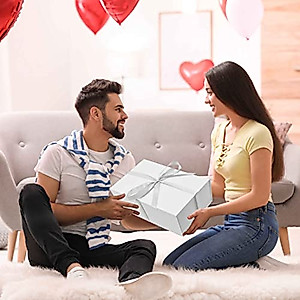 AuroWish 3 Pack Large Gift Box for Present, 12.5 x 8.5 x 4.75 Inches, White Gift Box with Magnetic Lid, Collapsible Gift Box with Ribbons, Gift boxes with Lids for Christmas, Bridesmaid Proposal, Wedding, Birthday