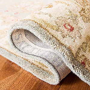 SAFAVIEH Antiquity Collection 4' x 6' Grey Blue / Beige AT822A Handmade Traditional Oriental Premium Wool Area Rug