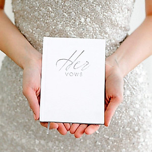 Wedding Vow Book Keepsakes (2 Book Set, His & Hers) Linen Hardcover - Bonus Wedding day Cards - Vow Renewal - Bridal Shower Gifts - Booklet - Journal - Future Mrs & Mr