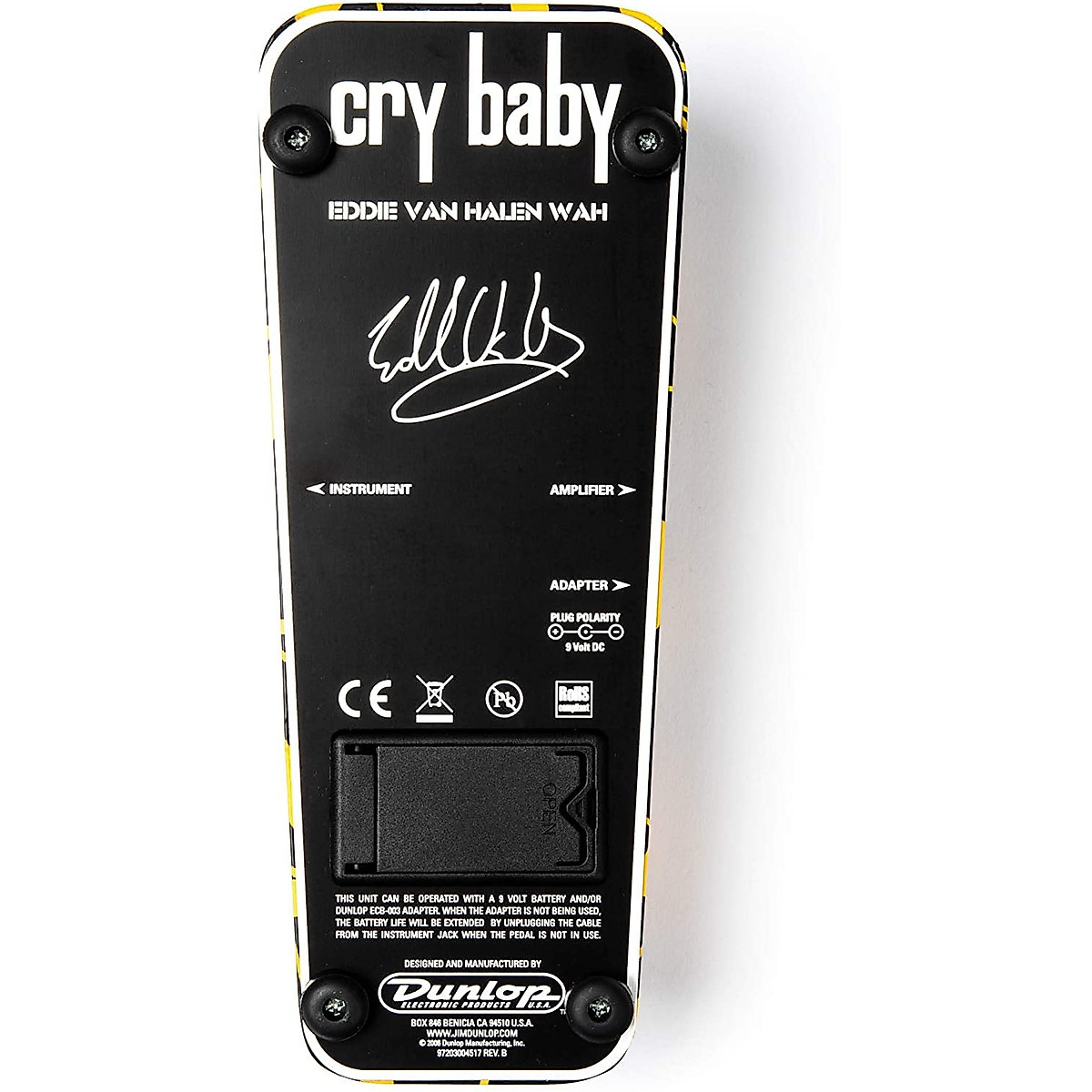 Briskdrop Dunlop EVH95 Signature Wah Pedal Bundle with 2 Instrument Cables, 2 Patch Cables and Dunlop Pick Pack, Yellow,Blue, EVH95-2x2