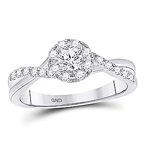 Dazzlingrock Collection 14kt White Gold Womens Round Diamond Solitaire Bridal Wedding Engagement Ring 1/2 ctw