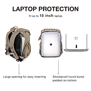 BAGSMART Camera Backpack, DSLR SLR Waterproof Camera Bag Backpack, Anti-Theft Photography Backpack with 15 Inch Laptop Compartment & Tripod Holder & Rain Cover, Green