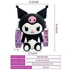 CZZLYJ Kuromi Bag,My Melody,Kuromi Accessories, Shoulder Bag Cartoon Kuromi Anime Bag Cute Shoulder Bag (Black)