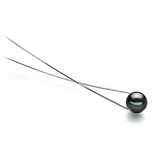 Kristine Black 8-9mm AA Quality Tahitian 14K White Gold Cultured Pearl Pendant For Women