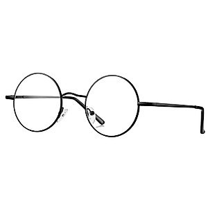 Pro Acme Non Prescription Clear Lens Glasses Retro Small Round Metal Frame (Black)