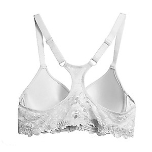Plusexy Front Closure Push Up Racerback Underwire Support Thick Padded Plunge Bra for Women White 32B