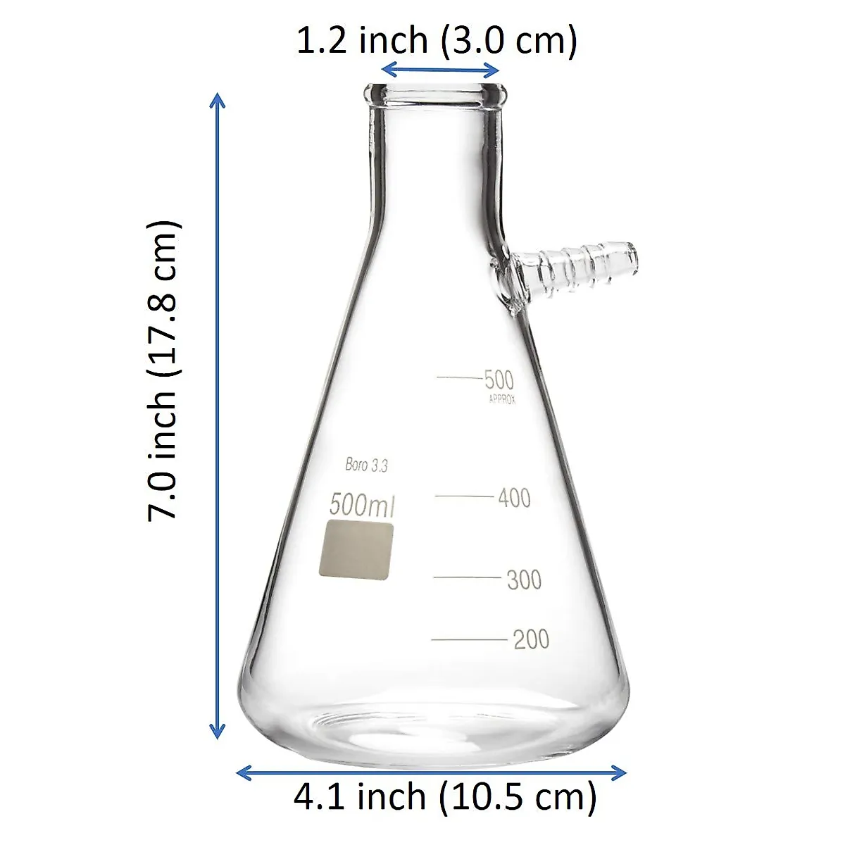 Glass Filtering Flask with Upper Tubulation, 500ml (Pack of 4)