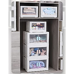 Radefasun Foldable Storage Bins with Lid and Clear Door and Weels Plastic Collapsible Storage Box Portable Stackable Grocery Toys Books Container Folding Storage Crate for Home or Car Trunk