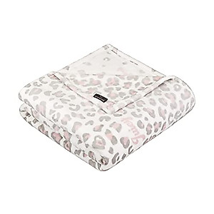 Juicy Couture - Throw Blanket | Cozy Leopard | Plush and Cozy | Decorative Blankets for Sofas, Chairs and Beds| Luxurious and Soft | Chic Home Decor | Measures 50" x 70" | White/Pink/Grey