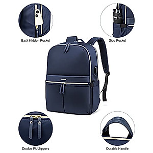 LOVEVOOK Laptop Backpack Women, Stylish Bagpack with USB Charging Port, Travel Notebook Backpack fits 15.6" Computer, for College Work Commute, Blue…