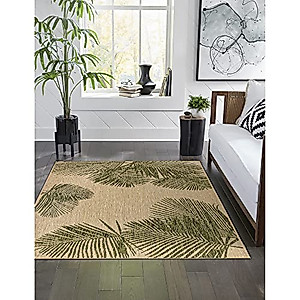 Liora Manne Carmel Indoor Outdoor Rug - Nature Styled Rug, Comfortable & Durable, Power Loomed, Polypropylene Material, UV Stabilized, Palm Green, 3'3" x 4'11"