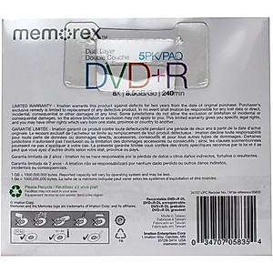 Memorex 8.5GB 8X Double Layer DVD+R (5 Pack)