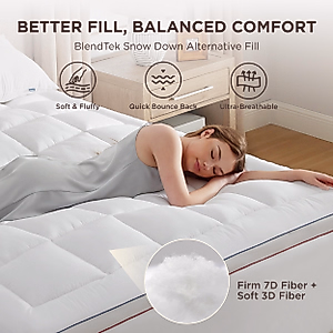 Bedsure Twin Mattress Topper, Pillow Top Mattress Topper Twin with Deep Pocket fits up to 21 Inches, Extra Soft Thick Bed Pad Cover with Fluffy Breathable, White