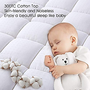 EASELAND California King Mattress Pad Pillow Top Mattress Cover Quilted Fitted Mattress Protector Long Cotton Top 8-21" Deep Pocket Cooling Mattress Topper (72x84 Inches, White)