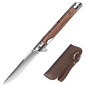 URiver Gifts for Dad from Daughter Son,Anniversary Birthday Gift for Husband Boyfriend,Pocket Knife,Sandalwood Handle Pocket Knife for Camping,Fishing,Hiking or Favorites(Sanding)