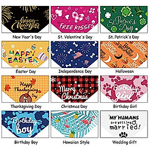 Yespet Dog 12 pieces Holidays Pet Halloween Thanksgiving Bandanas for Medium Large Dogs Christmas Valentine's Day Wedding Summer Pets Birthday Bandana Easter Independence St. Patrick's Day Scarf