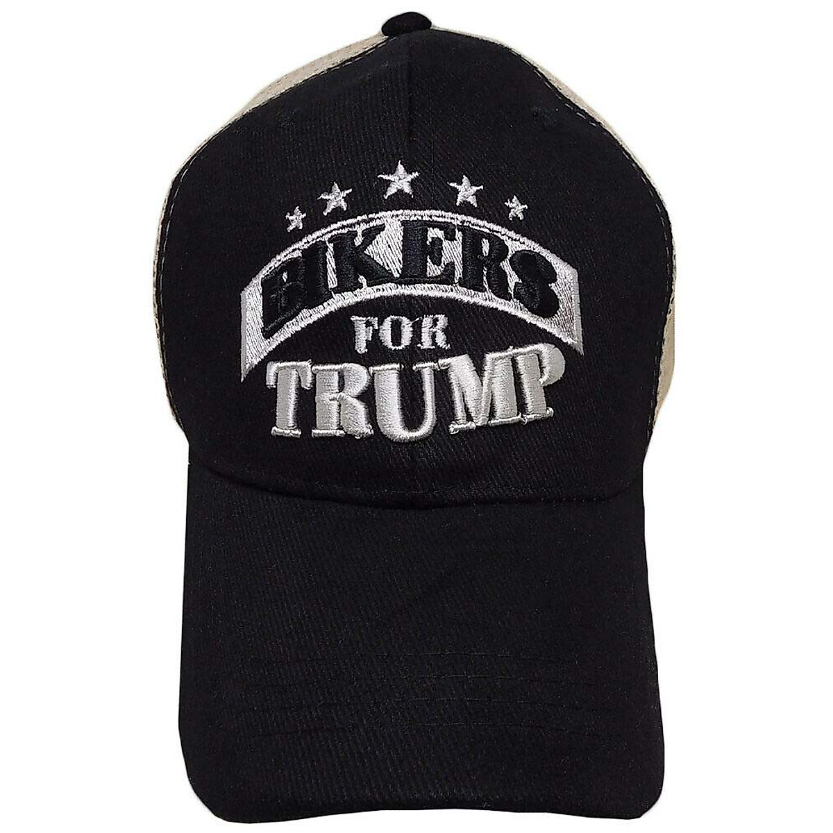 Bikers for Trump Black Khaki Mesh Trucker Cotton Embroidered Hat Cap
