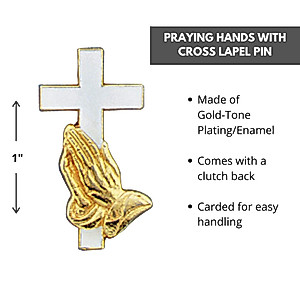 Autom Cross & Praying Hands Gold Plated Lapel Pin