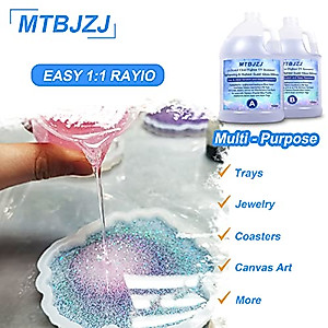 Epoxy Resin 2 Gallon Kit - Crystal Clear Epoxy Resin That Self Levels for Jewelry Casting Molds DIY, Arts & Crafts, Bars, Tabletop Art 1:1 (1 Gal x 2)