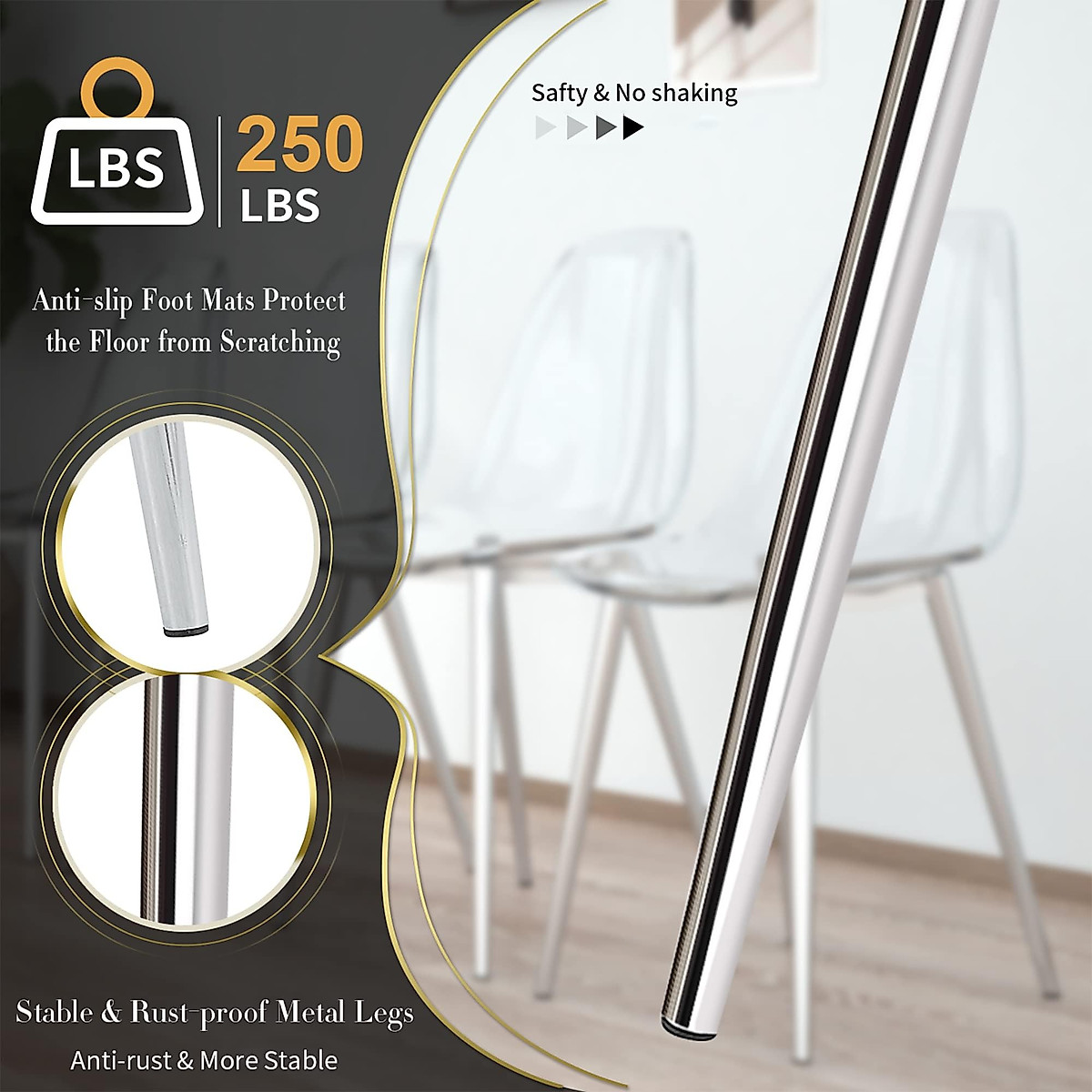 Baysitone Clear Dining Chairs Set of 4, Modern Kitchen Chairs with Transparent Seat, Acrylic Accent Side Chairs with Metal Legs for Dining Room, Kitchen, Living Room with Silver