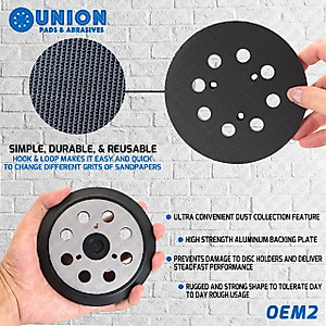 Union Pads and Abrasives OEM2 Replacement Sander Hook and Loop Orbital Sander Pad for 743081-8, 743051-7 Hitachi 324-209 Fits BO5010, BO5030/K, BO5031K, BO5041K, SV13YA, SV13YB, XOB01Z Sander