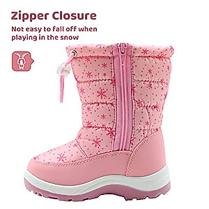 Apakowa Kid's Girls Cold Weather Snow Boots (Toddler/Little Kid) (8.5 M US Toddler, Pink2)