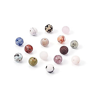 Spritewelry 300pcs 8mm Round Gemstone Beads for Jewelry Making Kit with Elastic Crystal Thread 15 Colors Natural Stone Healing Beads for Bracelets Gemstone Beading Necklace Making DIY Kit