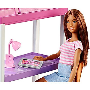 Barbie Doll and Furniture Set, Loft Bed with Transforming Bunk Beds and Desk Accessories, Gift Set for 3 to 7 Year Olds​​​​