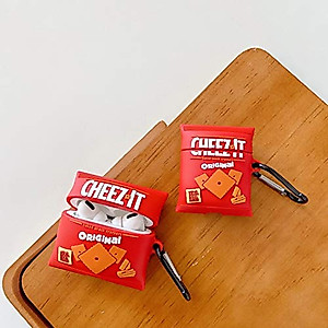 NQ Airpod Case, Cute 3D Funny CHEEZ IT Snickers Cartoon Soft Silicone Cover, Kawaii Cool Keychain Design Skin, for Girls Children and Boys Airpod Case (KANSDF2CHEEZ IT Potato Chips)