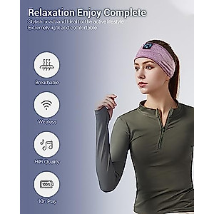 Navly Sleep Headphones Bluetooth Headband Headphones, Ultra-Long Play Time Sleeping Headphones with Built in HD Hi Fi Speakers, Perfect for Workout, Yoga, Travel, Meditation